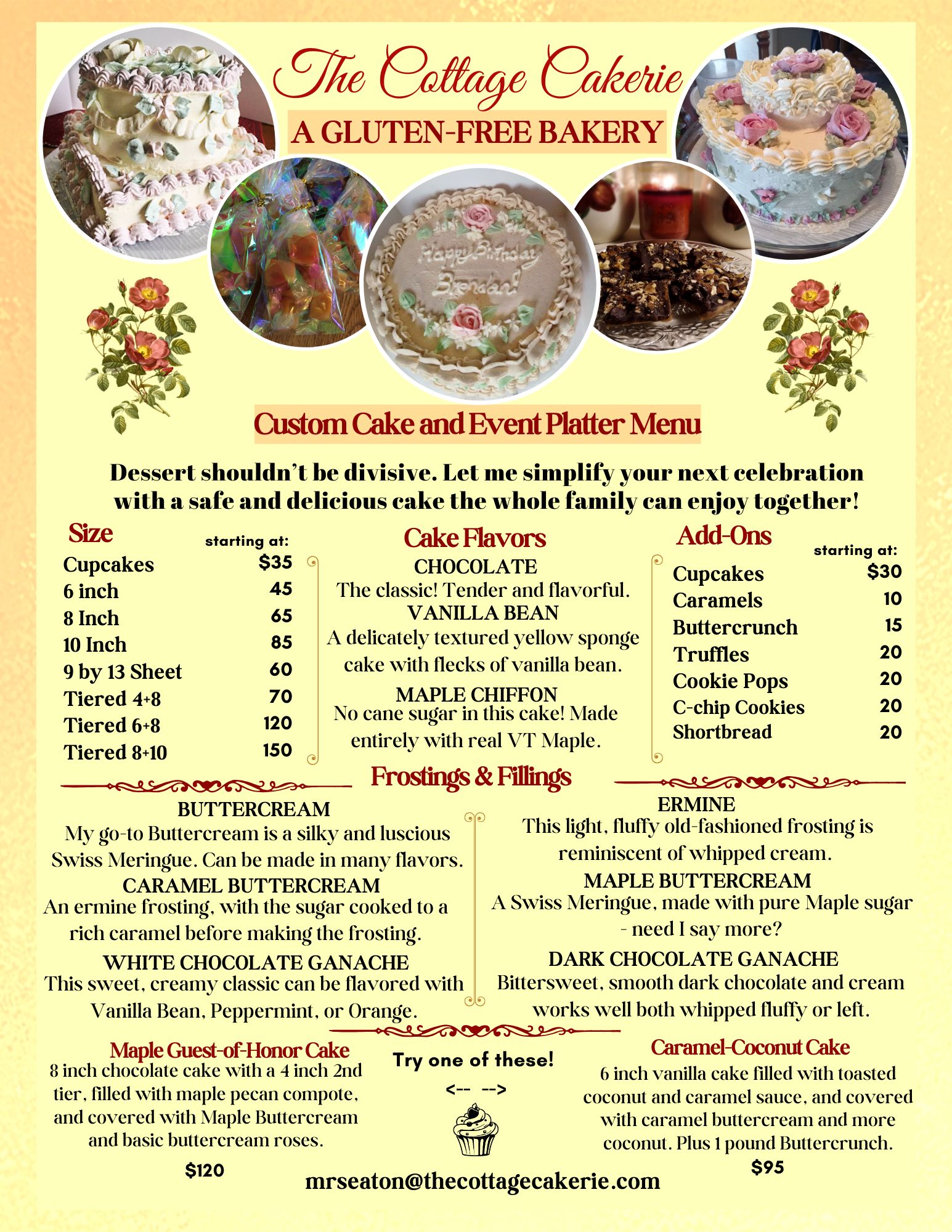 Cake Menu – The Cottage Cakerie