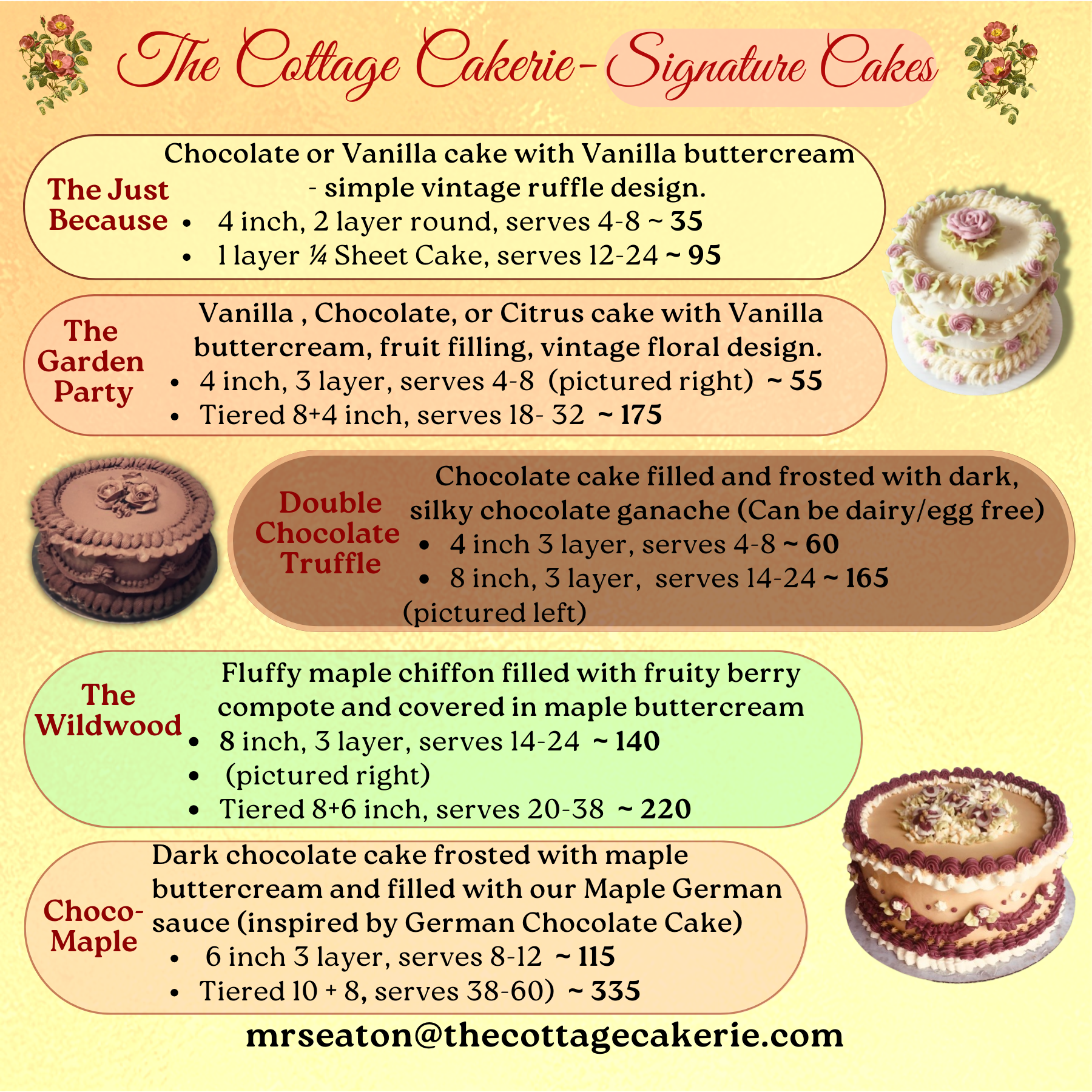 MENU – The Cottage Cakerie